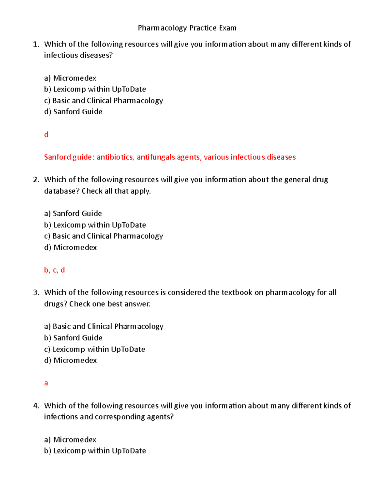 Pharmacology Practice Exam - Pharmacology Practice Exam Which of the ...