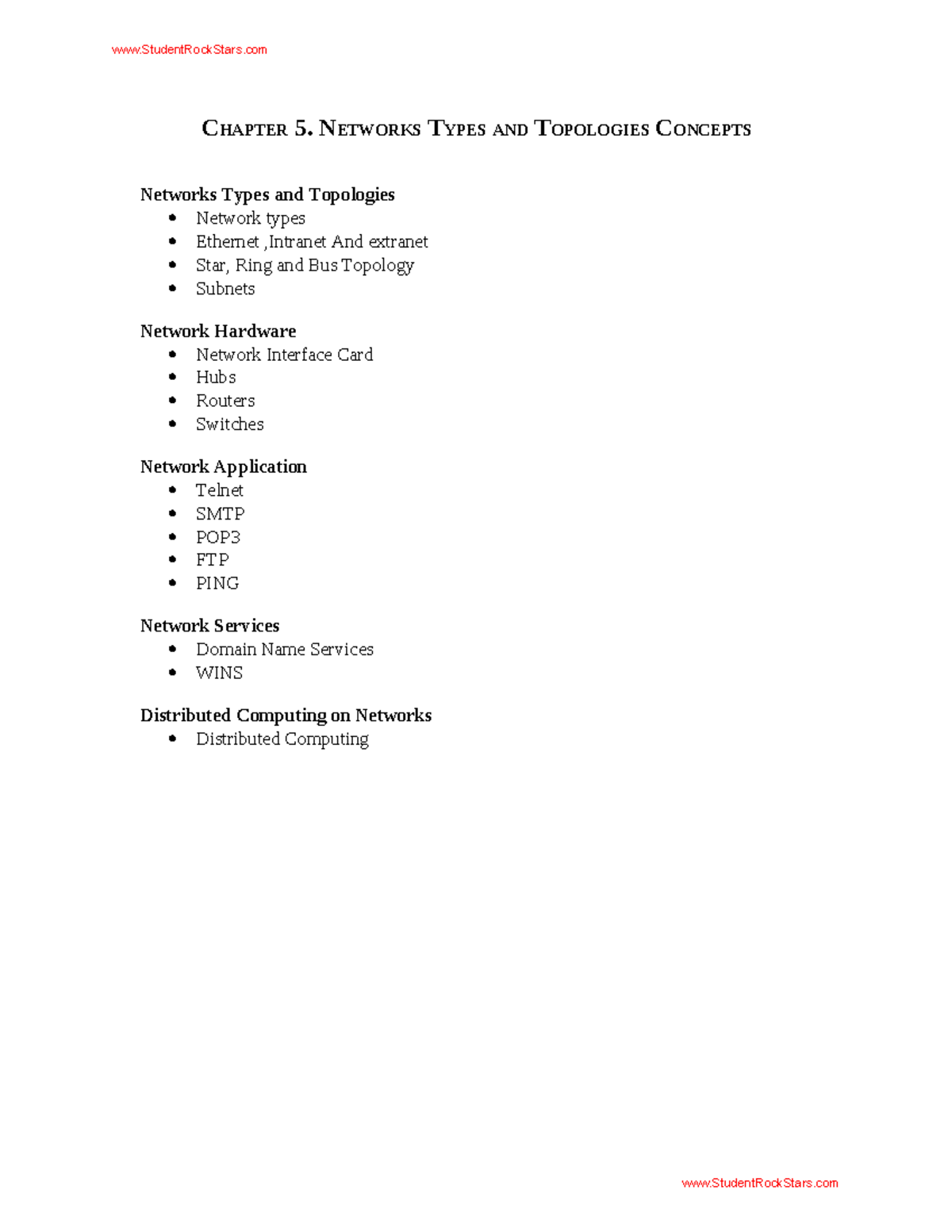 Chapter 5.Networks.Types.and - CHAPTER 5. NETWORKS TYPES AND TOPOLOGIES CONCEPTS Networks Types ...