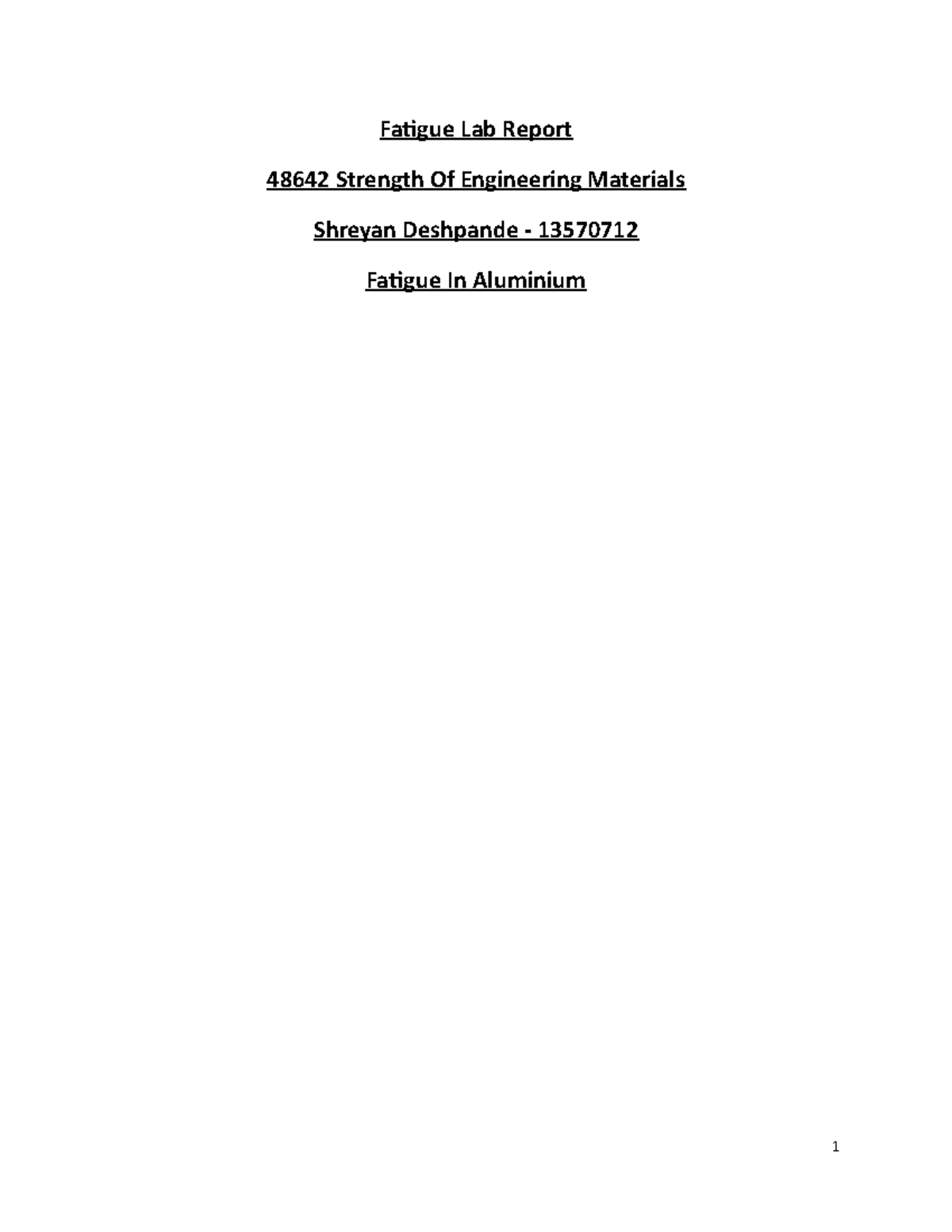 Fatigue Lab Report for spring 2021 - 048642 - Studocu