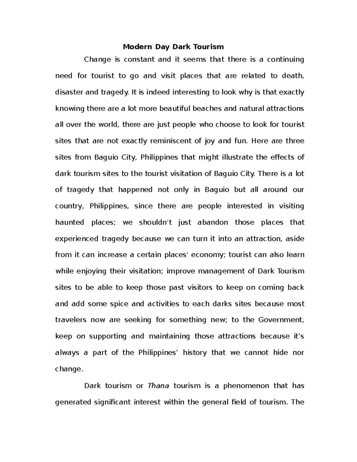 Modern Day Dark Tourism - Studocu