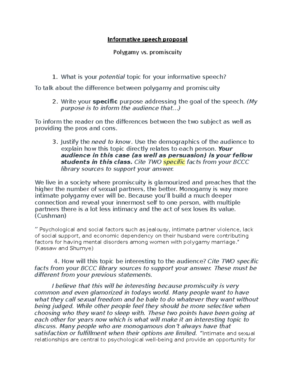 Informative speech topic proposal - Informative speech proposal ...