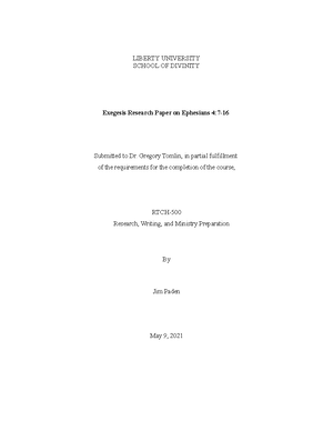 Exegesis Research Paper Context of the Passage Assignment Instructions ...