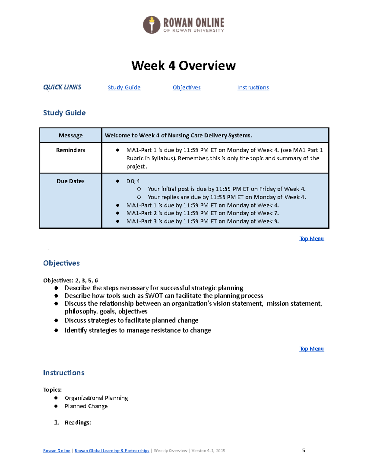 Week 4 Overview - V2.0 - OL-15 - Week 4 Overview QUICK LINKS Study ...