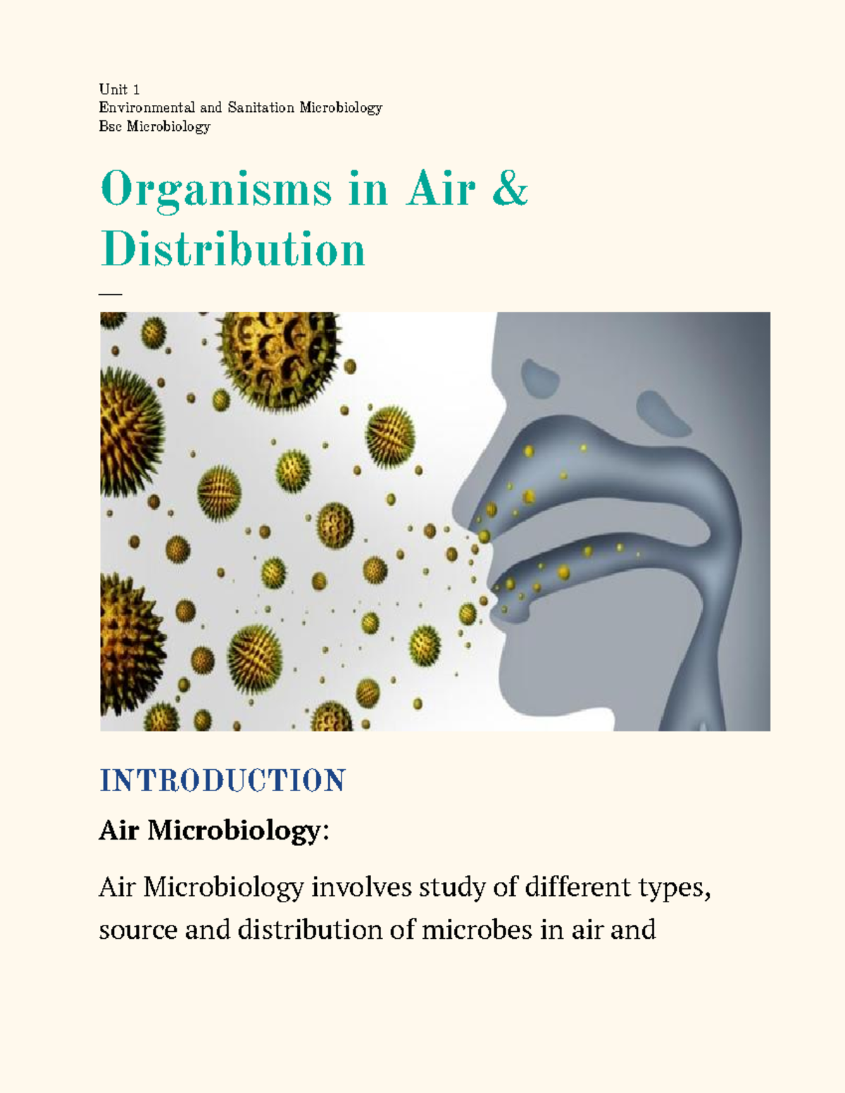 Organism in Air and their Distribution Unit 1 Environmental and ...