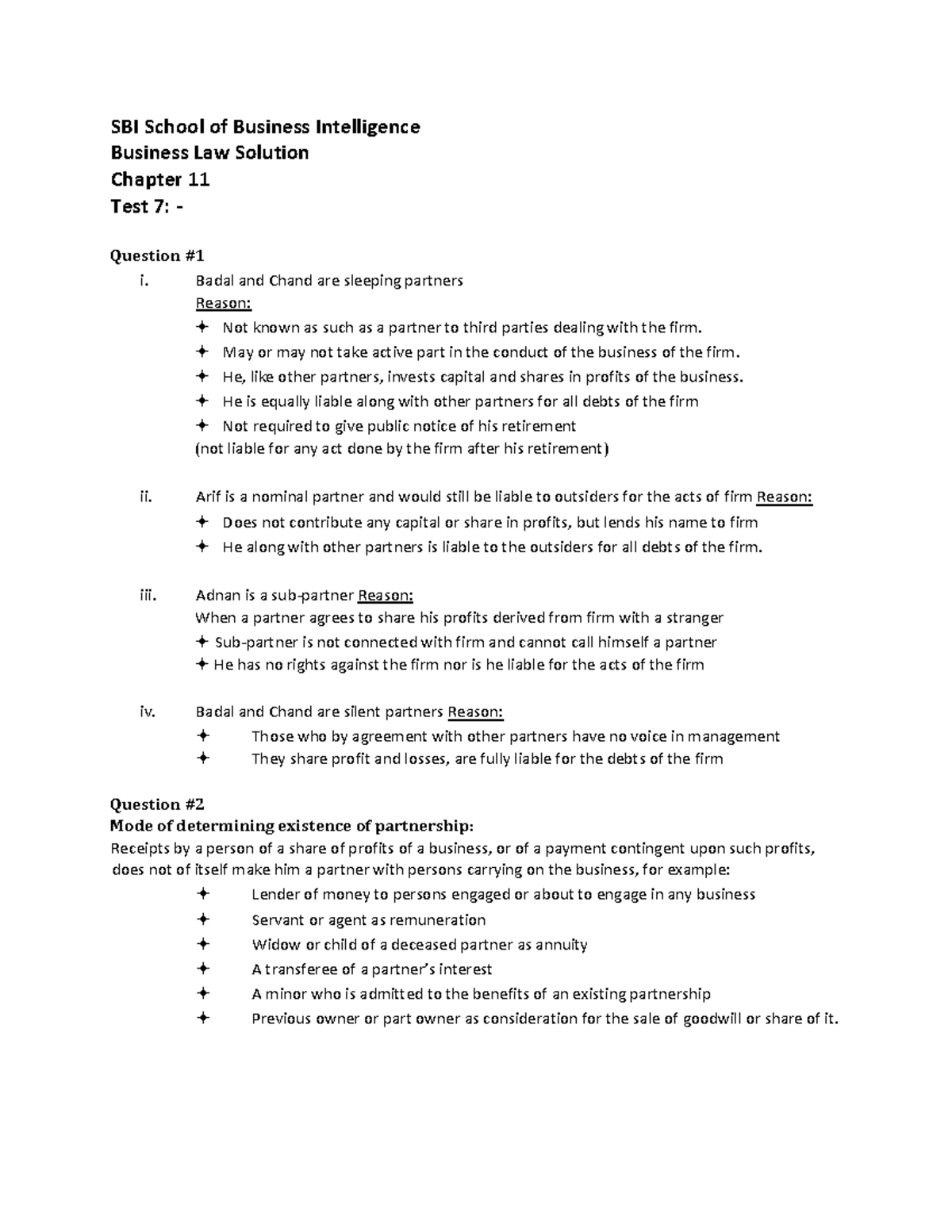 Test 7 SS - notes - SBI School of Business Intelligence Business Law ...