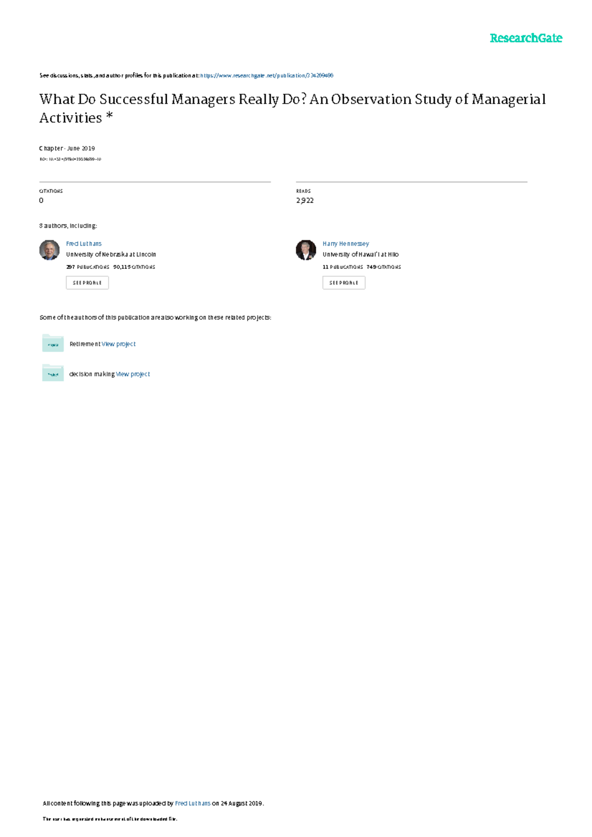 case study on "effective vs successful managers" - See discussions ...