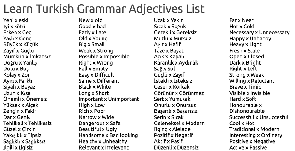 B3f69f1652d514ead069f53caa6b6702 - Learn Turkish Grammar Adjectives ...