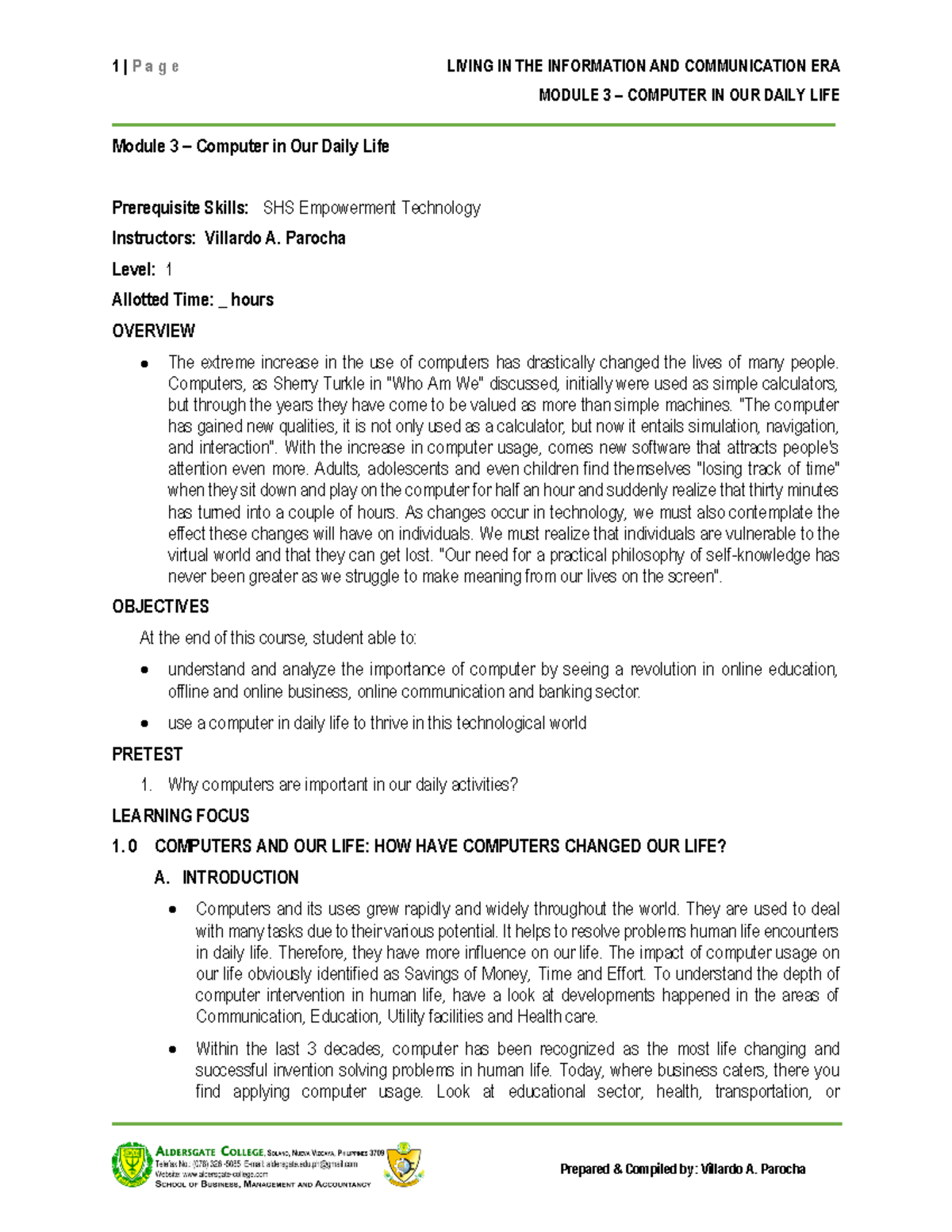 ICT era Module 3 - intro and concept of information technology in ...