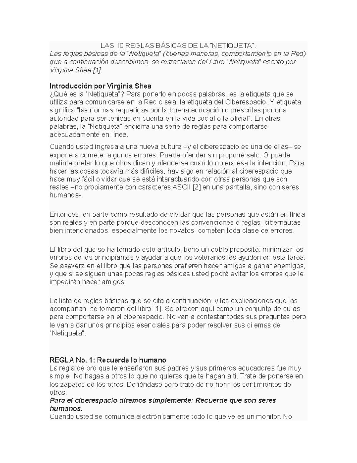 LAS 10 Reglas Básicas DE LA Netiqueta aadministracion en seguridad y ...