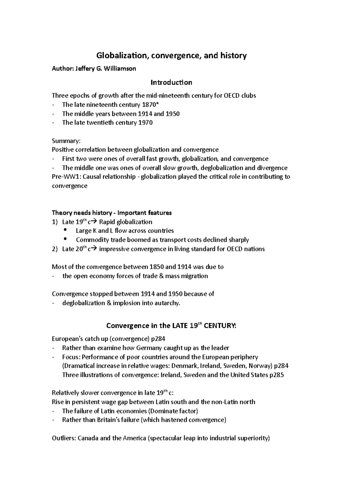W10 R2 notes - Globalization, convergence, and history Author: Jeffery ...