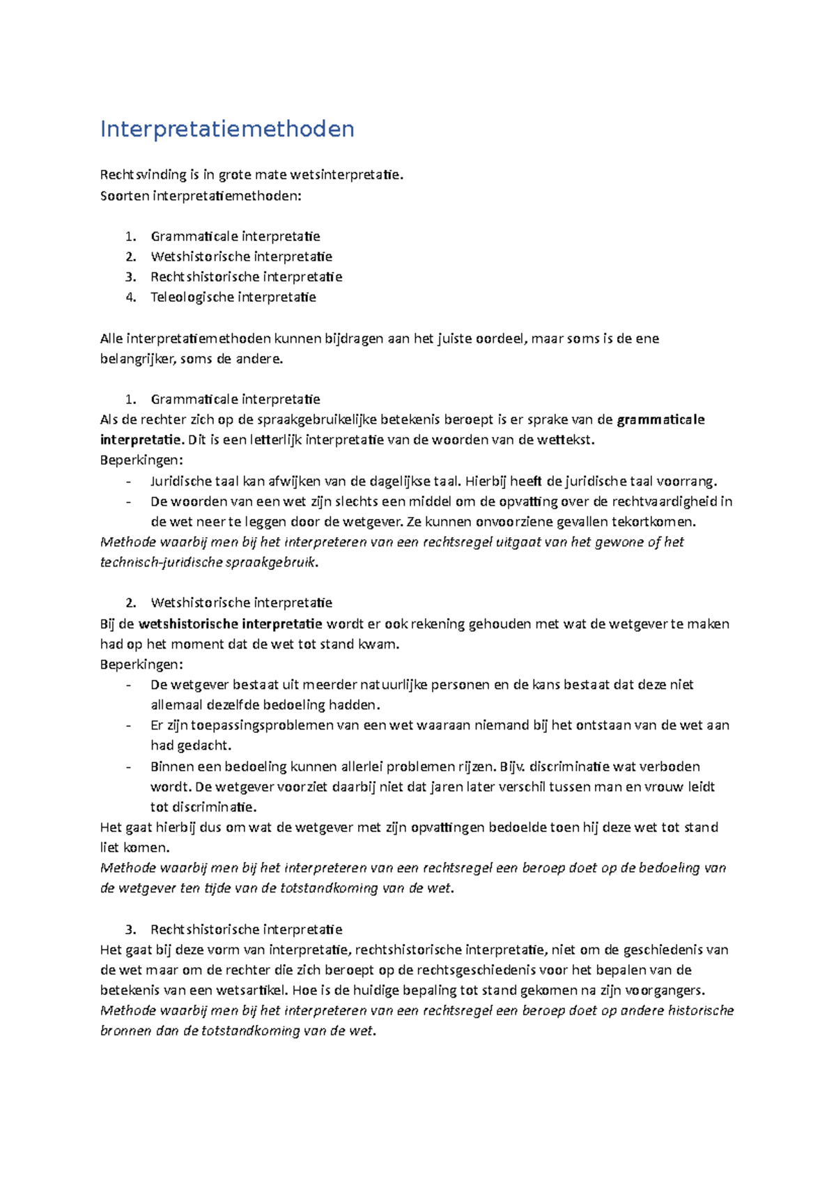Interpretatie- en redeneervormen - Interpretatiemethoden Rechtsvinding ...