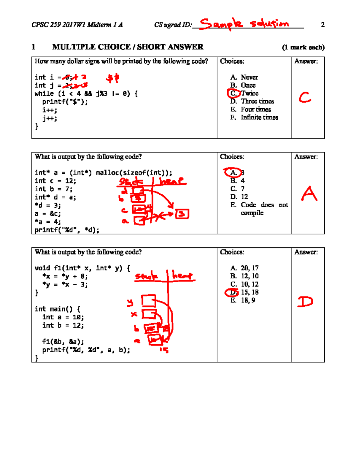 Cpsc259-mt1a-2017 w1-soln - CPSC 259 - Studocu
