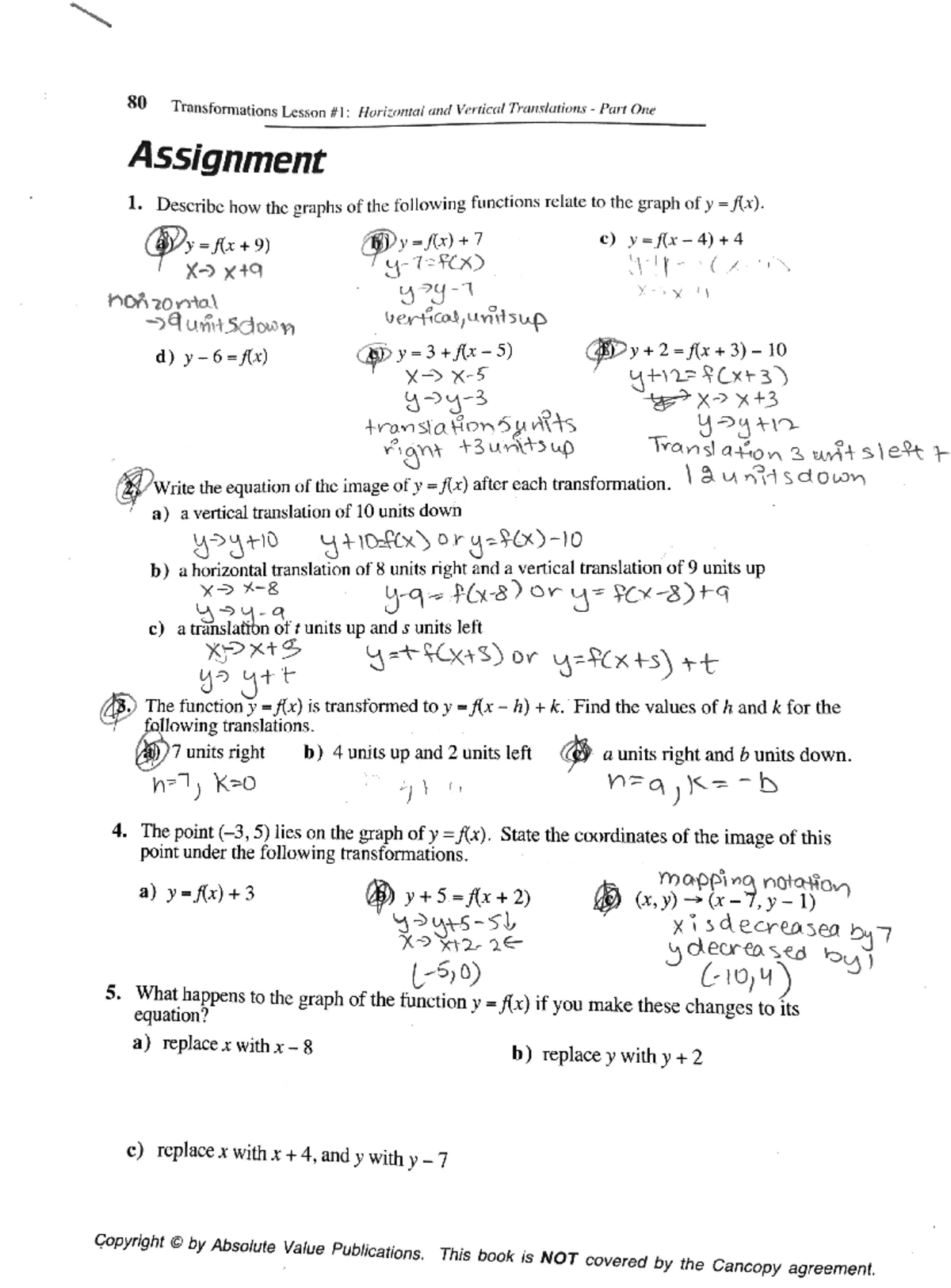 Transformations in Mathematics 30-1: Horizontal and Vertical Translations - 80 Transformations ...