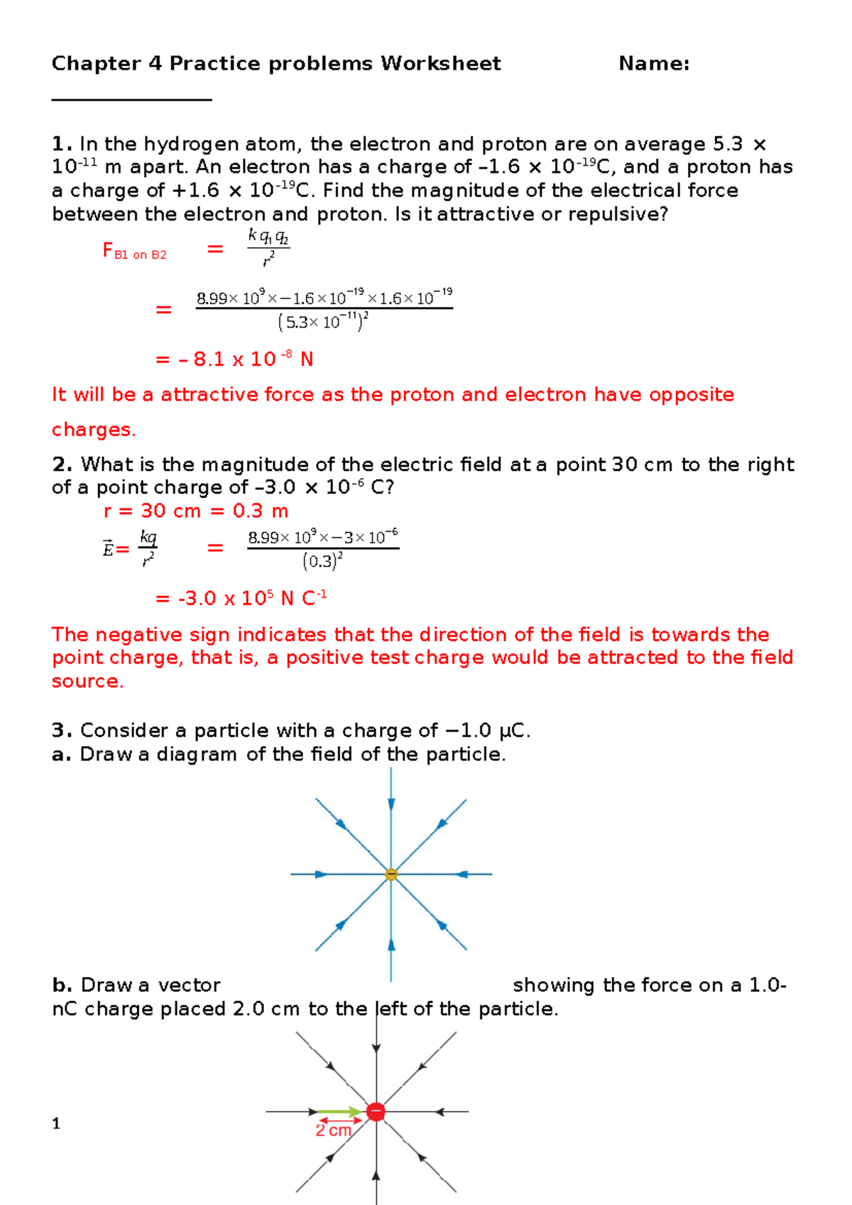 Chapter 4 Practice problems Answers - Chapter 4 Practice problems Worksheet Name: In the ...
