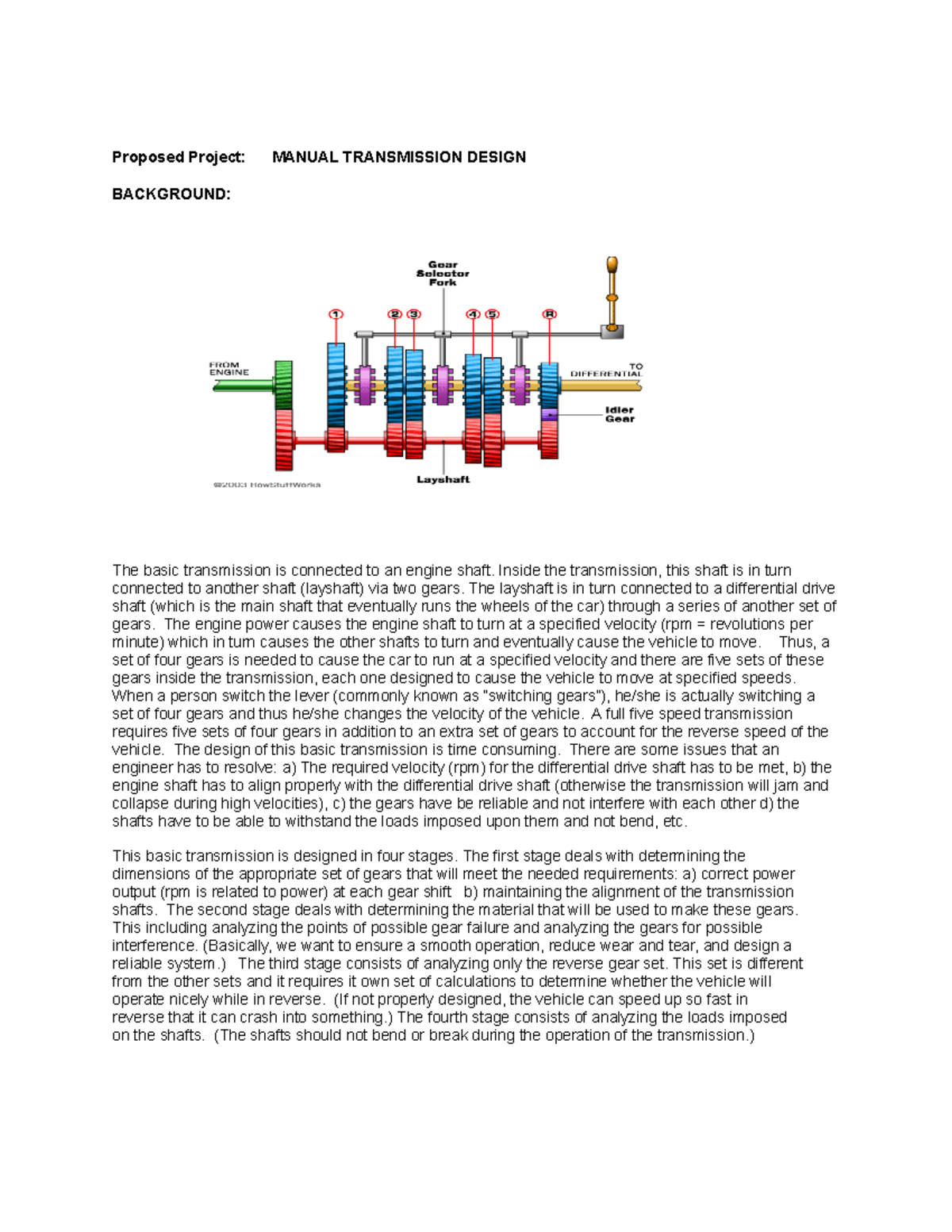 Manual Transmission Design Project-1 - Proposed Project: MANUAL ...