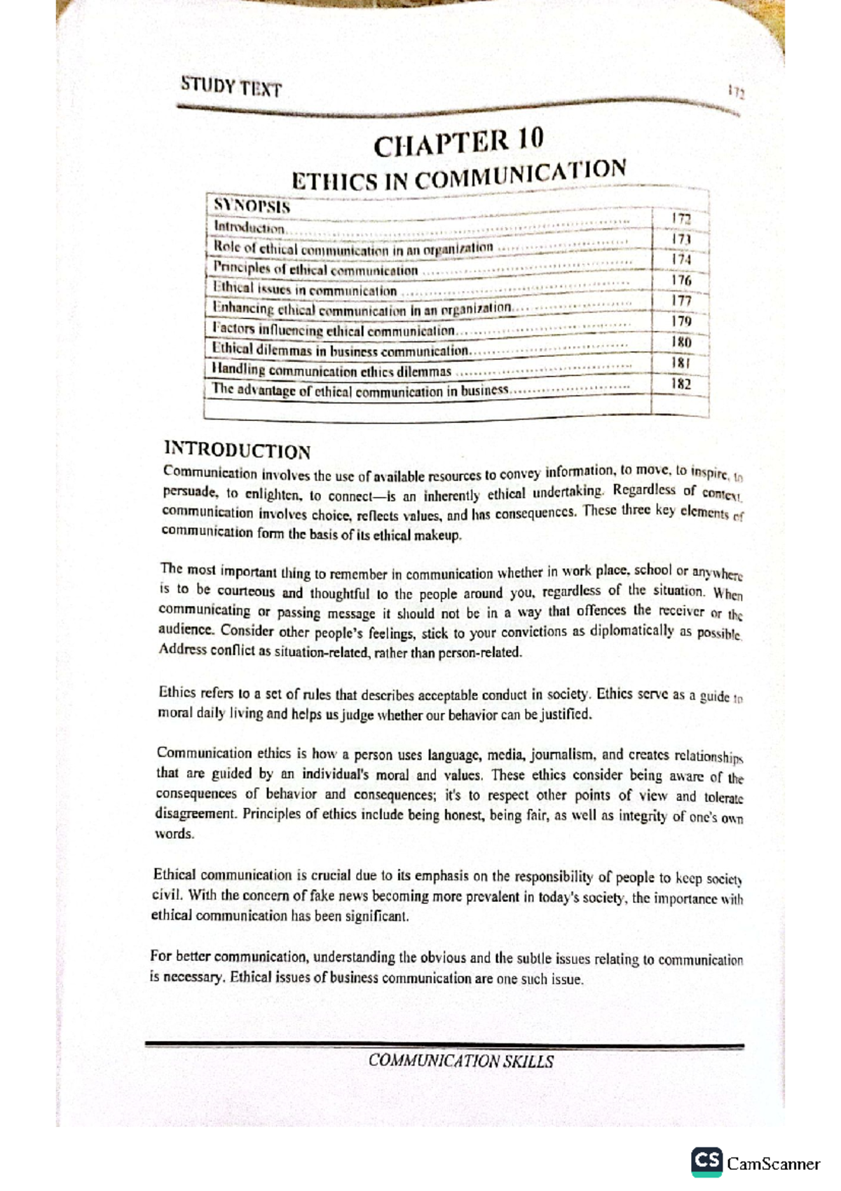 Ethics in communication - STUDY TEXT 172 CHAPTER 10 ETHICS IN ...