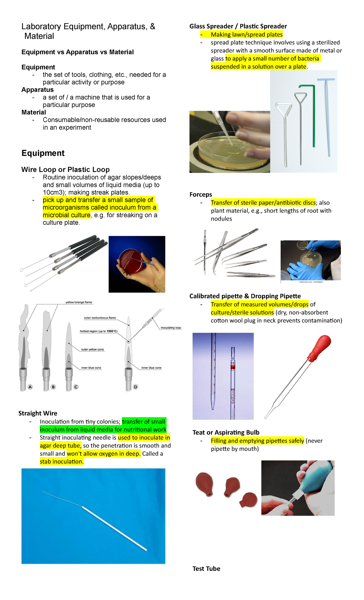 Laboratory equipments, Media and Sterilization, Inoculation and aseptic ...