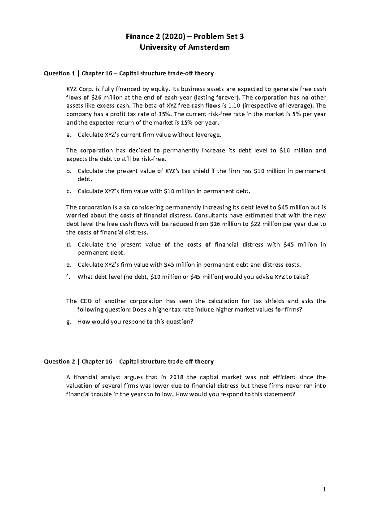 Problem Set 3 Without Answers Warning Tt Undefined Function 32 1 Finance 2 2020 Problem