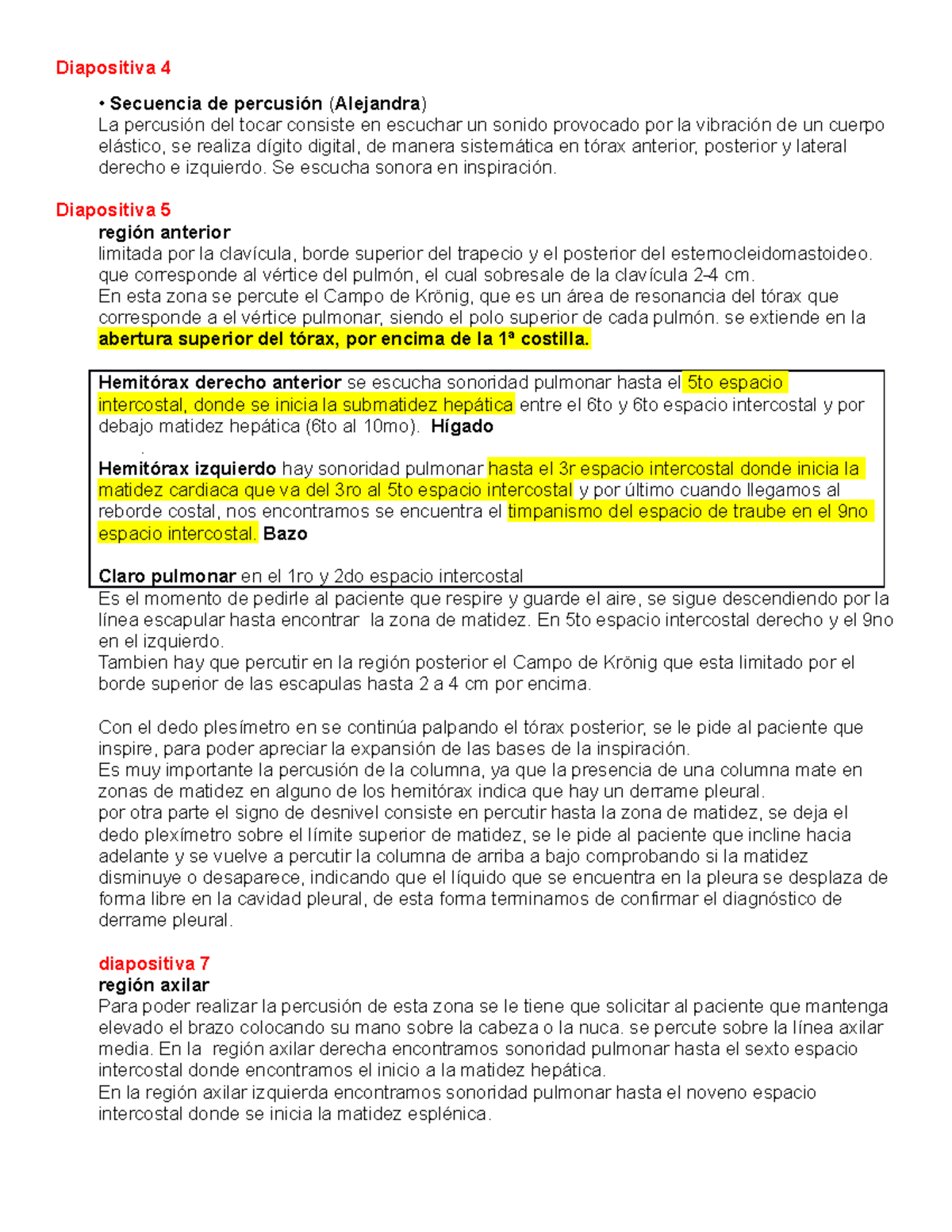 Percusion del torax normal - Diapositiva 4 Secuencia de percusión ...