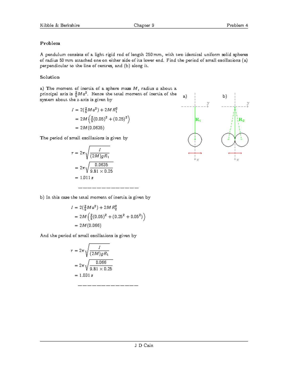 C9P4 - It deals with pendulums. - Kibble & Berkshire Chapter 9 Problem 4 Problem A pendulum ...