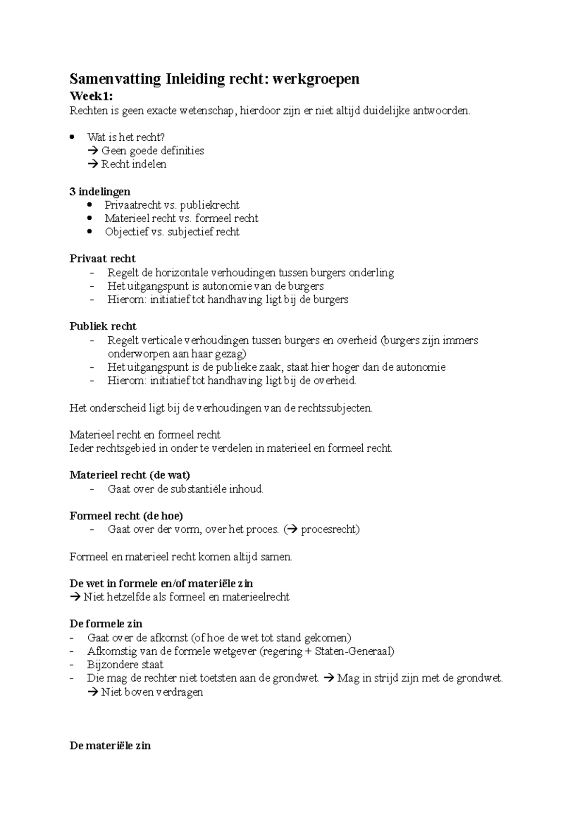 Samenvatting Inleiding recht werkgroepen - Samenvatting Inleiding recht ...