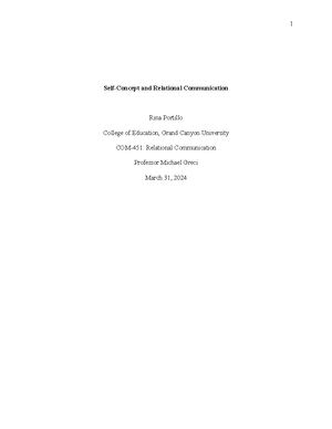 Self-Concept and Relational Communication Paper - Final Draft - Self-Concept and Relational ...