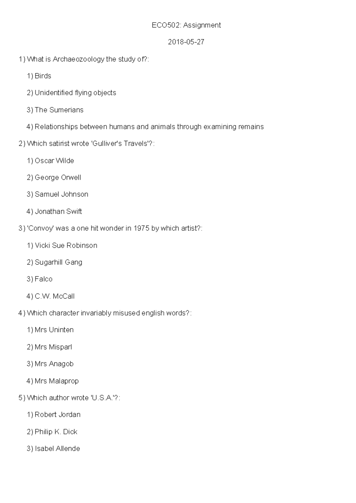 ECO502 Assignment - ECO502: Assignment 2018-05- What is Archaeozoology ...