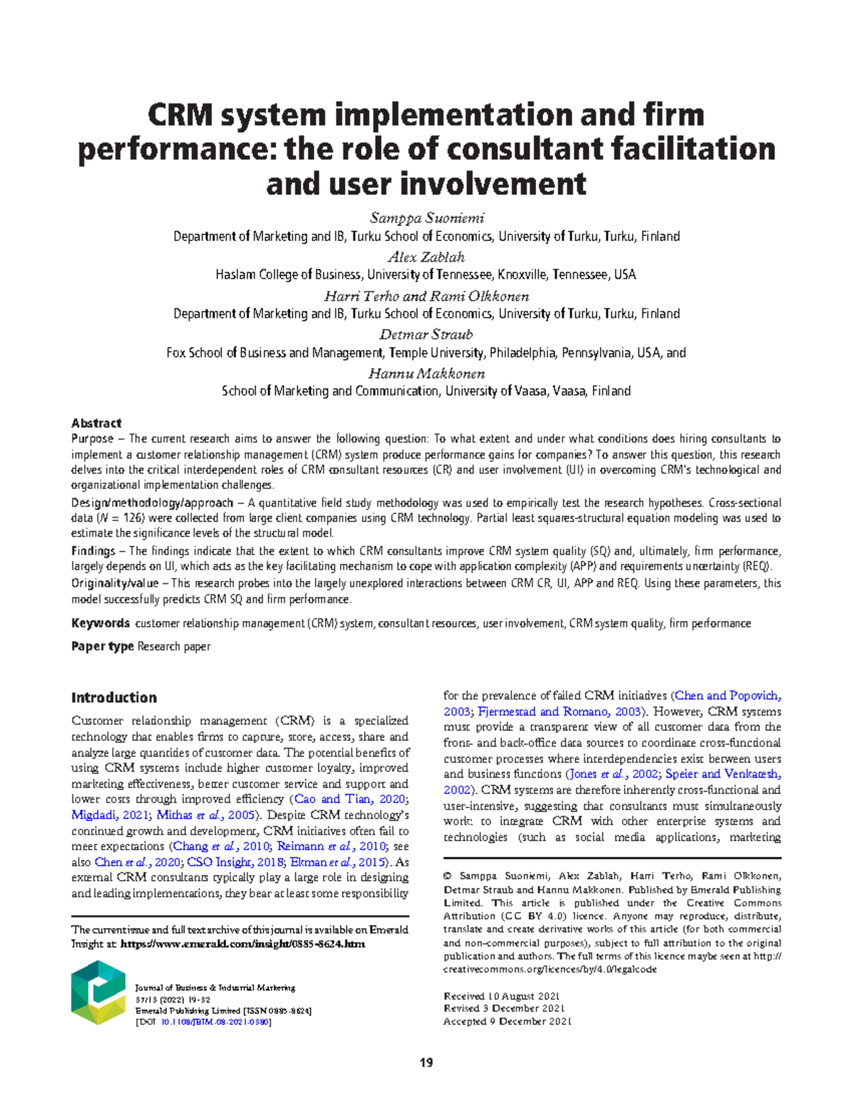 CRM - Crm marketing - CRM system implementation and firm performance ...