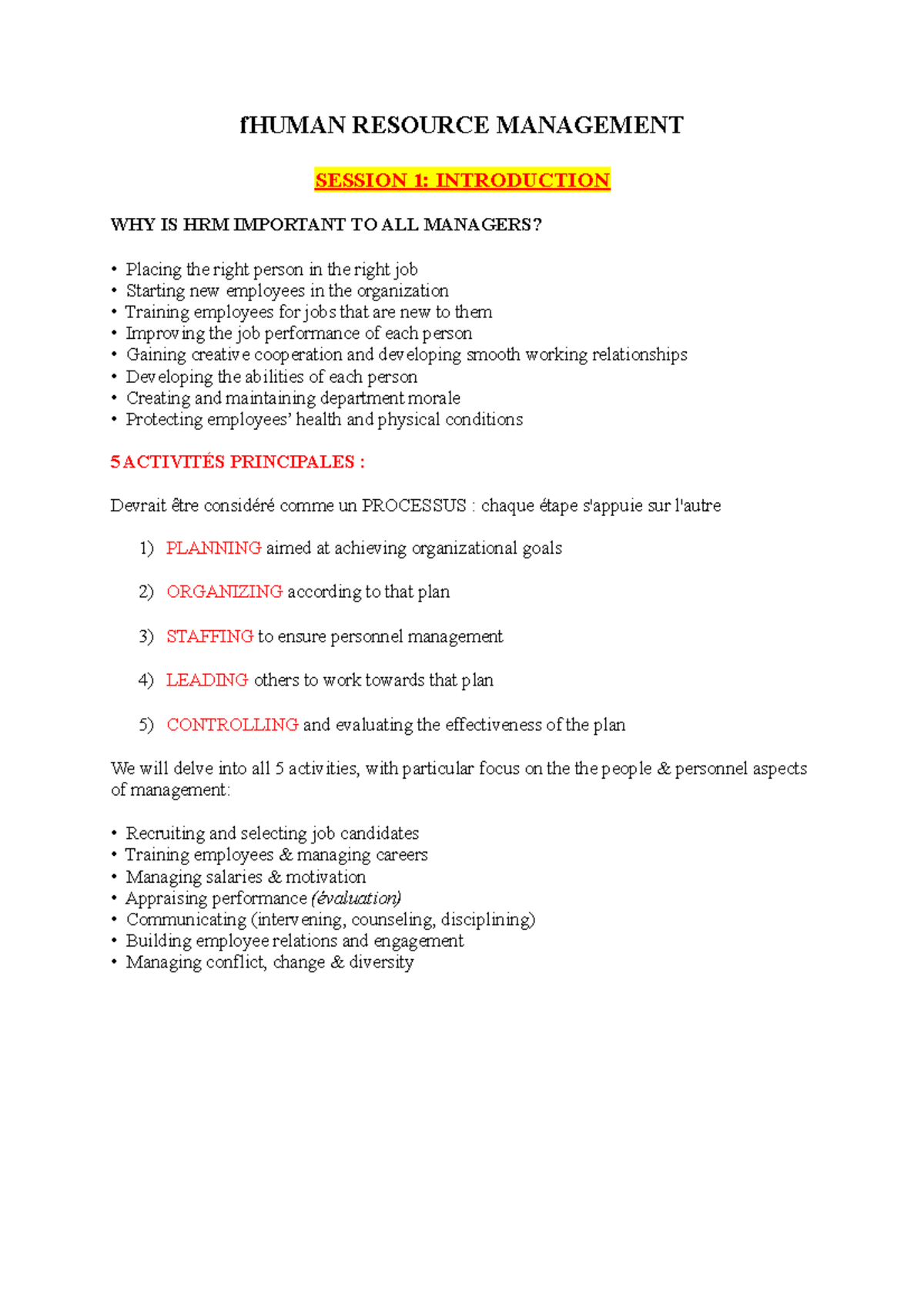 Cours-RH - Cours de Resource Humaine 3eme année GBBA en anglais ...