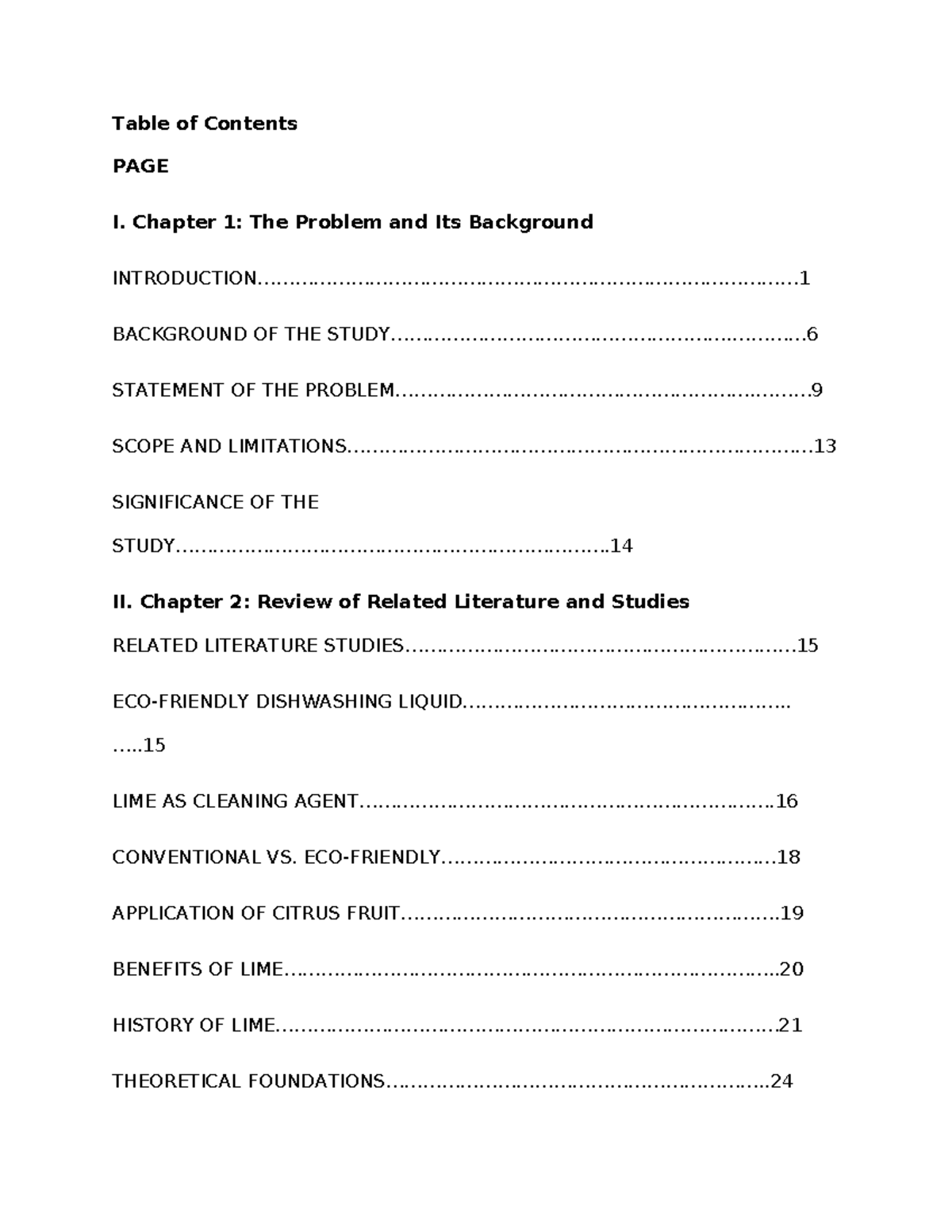 Table OF Content - Table of Contents PAGE I. Chapter 1: The Problem and ...