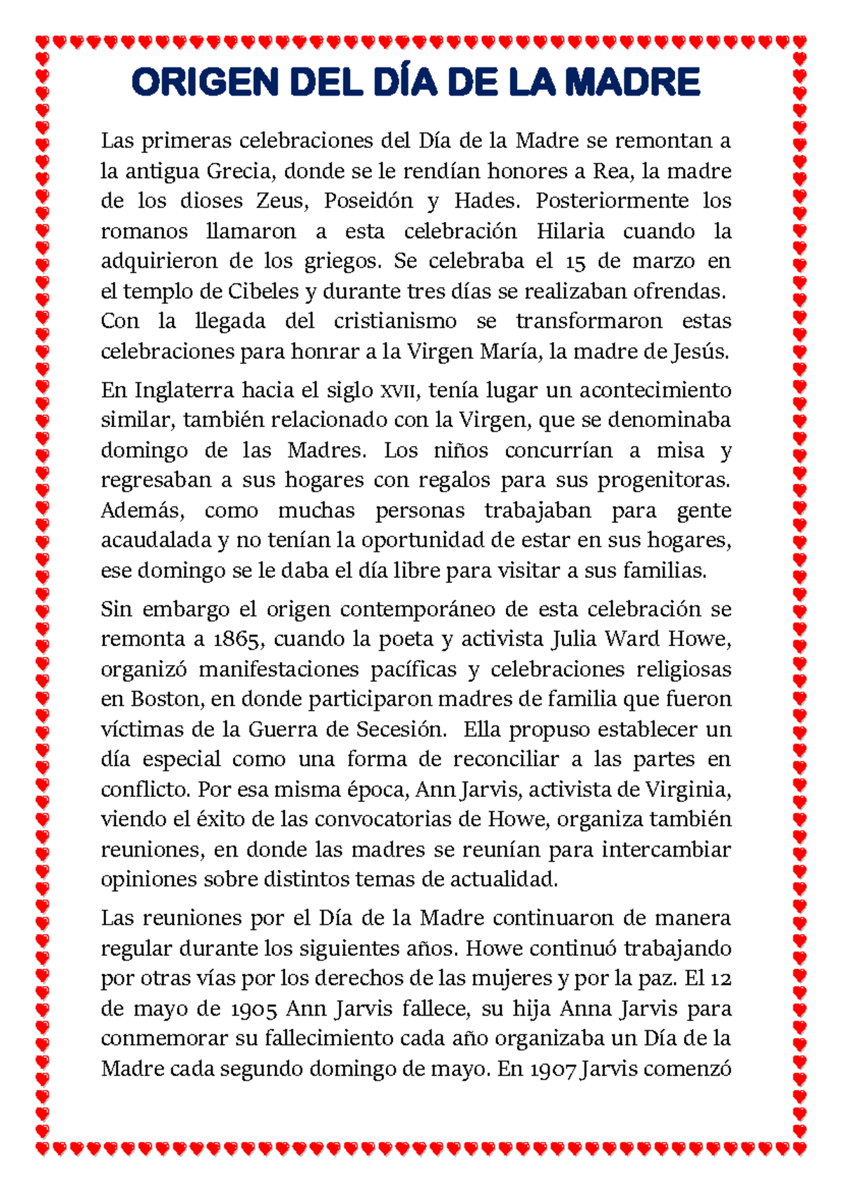 Cultura dia de la madre - ORIGEN DEL DÍA DE LA MADRE Las primeras ...