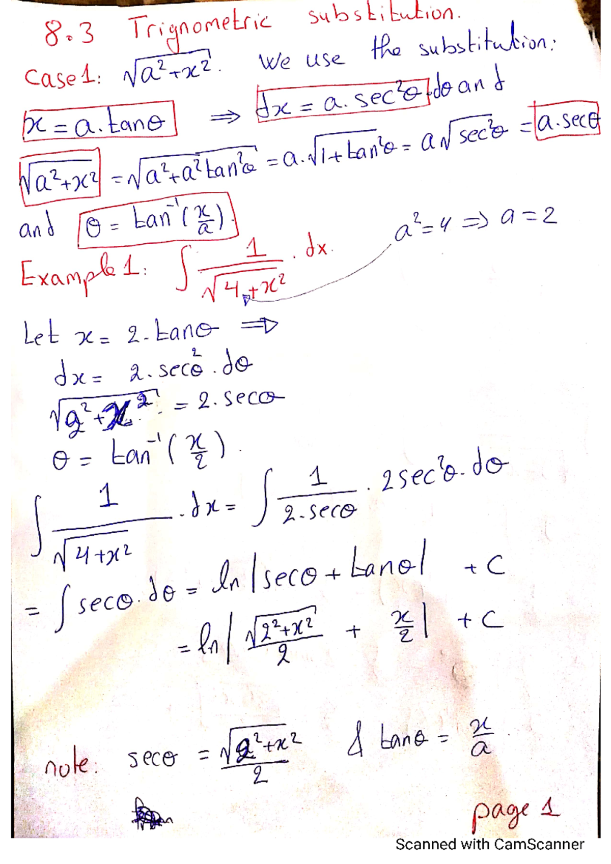 8.3 Trignometric substitution - Calculus II - Studocu