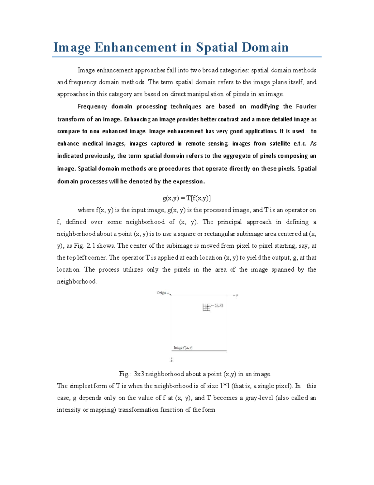 Unit-2 typed - ewe - Image Enhancement in Spatial Domain Image ...