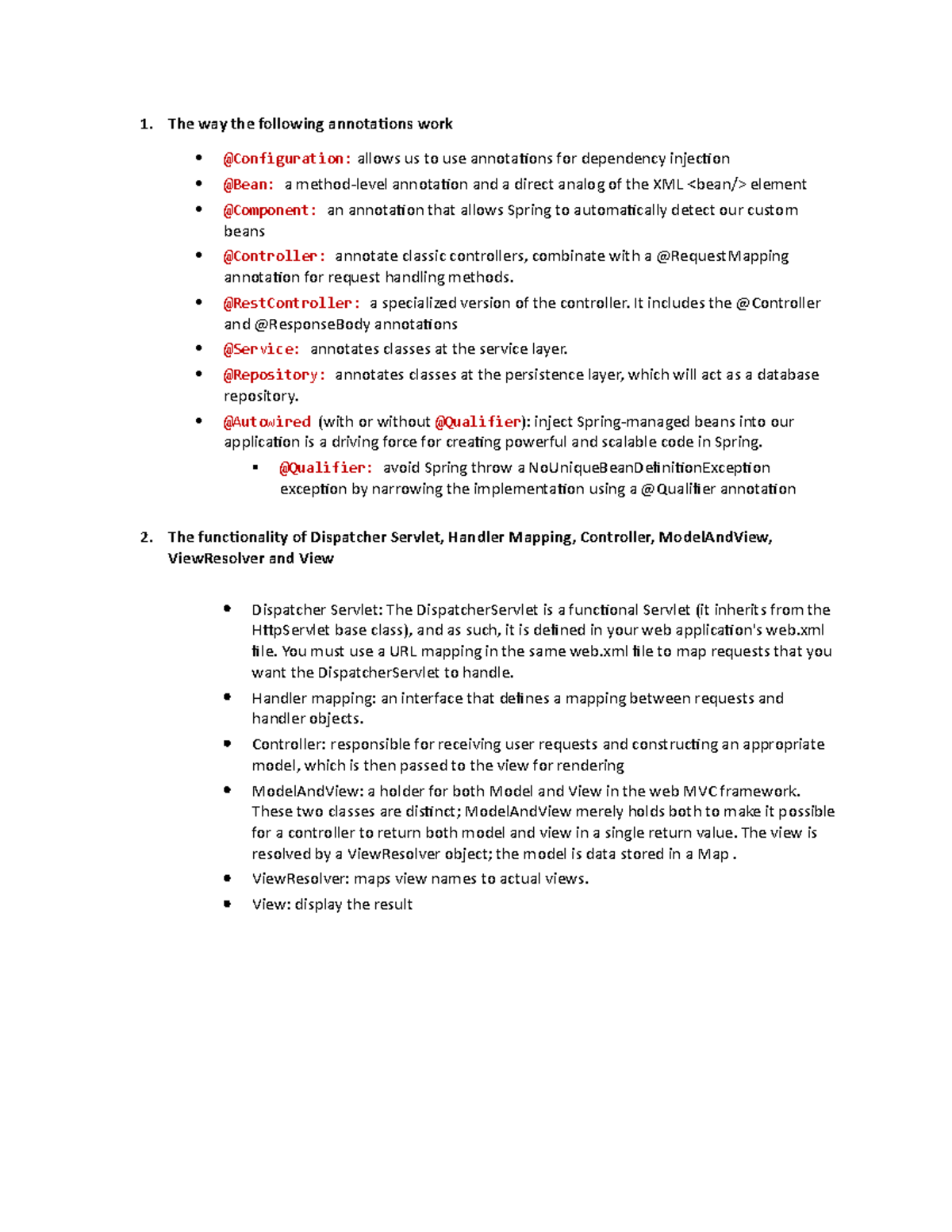 Java Spring note by Student - 1. The way the following annotations work ...