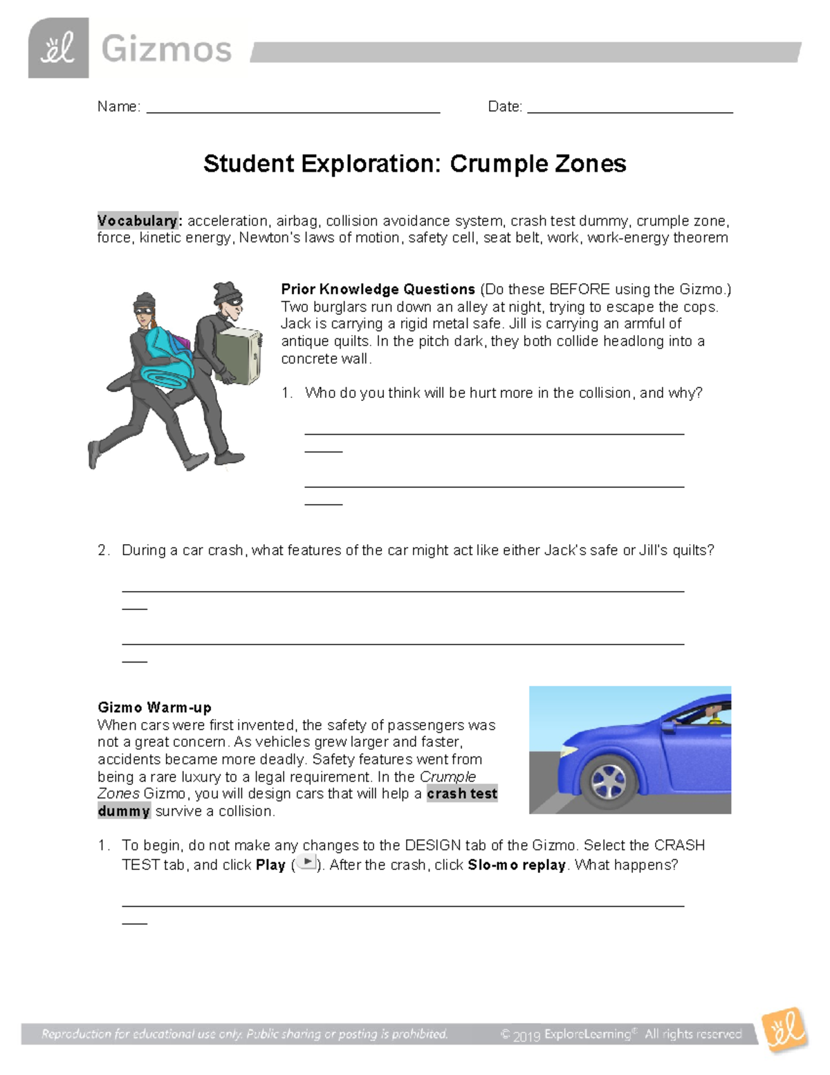 Crumple Zones SE (edit) - Name: Date: Student Exploration: Crumple ...