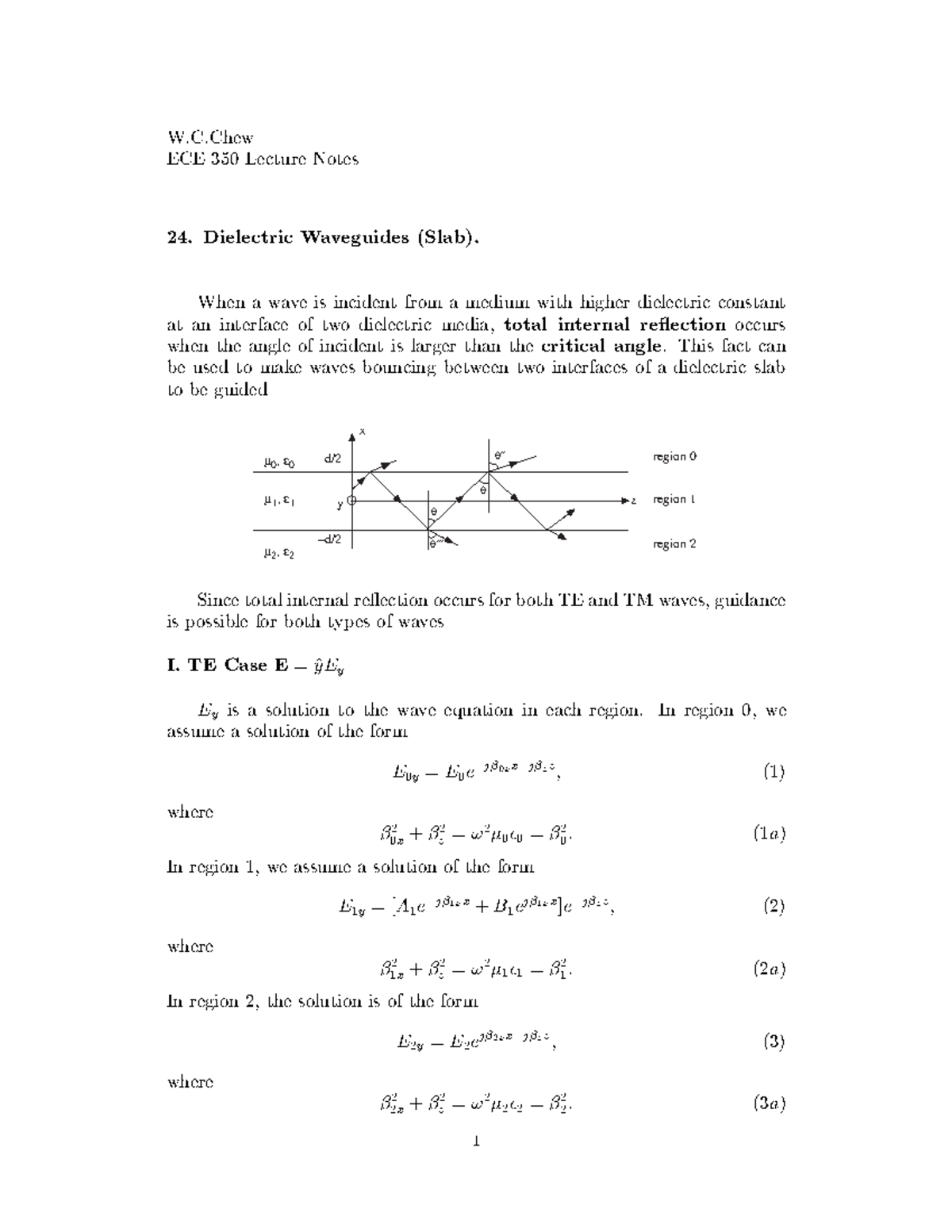 2019-2020 Lecture 24 - W C Chew ECE Lecture Notes Dielectric Waveguides ...