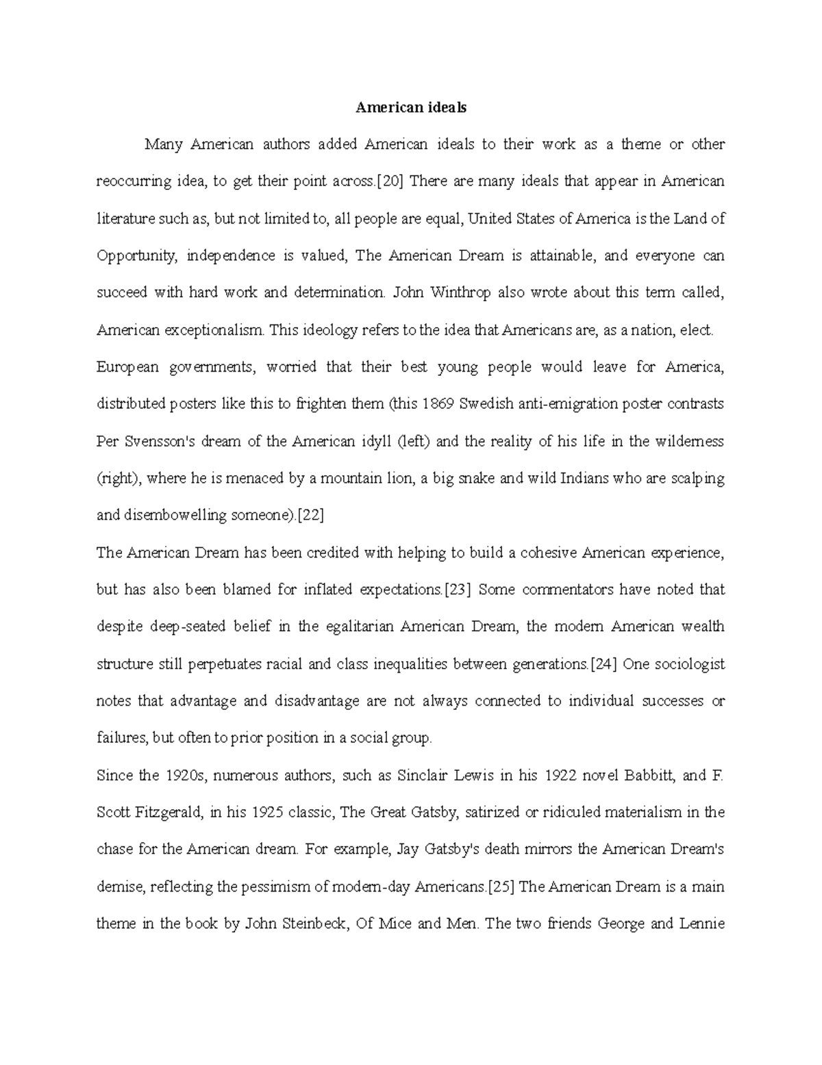 American ideals and American exceptionalism - American ideals Many American authors added ...