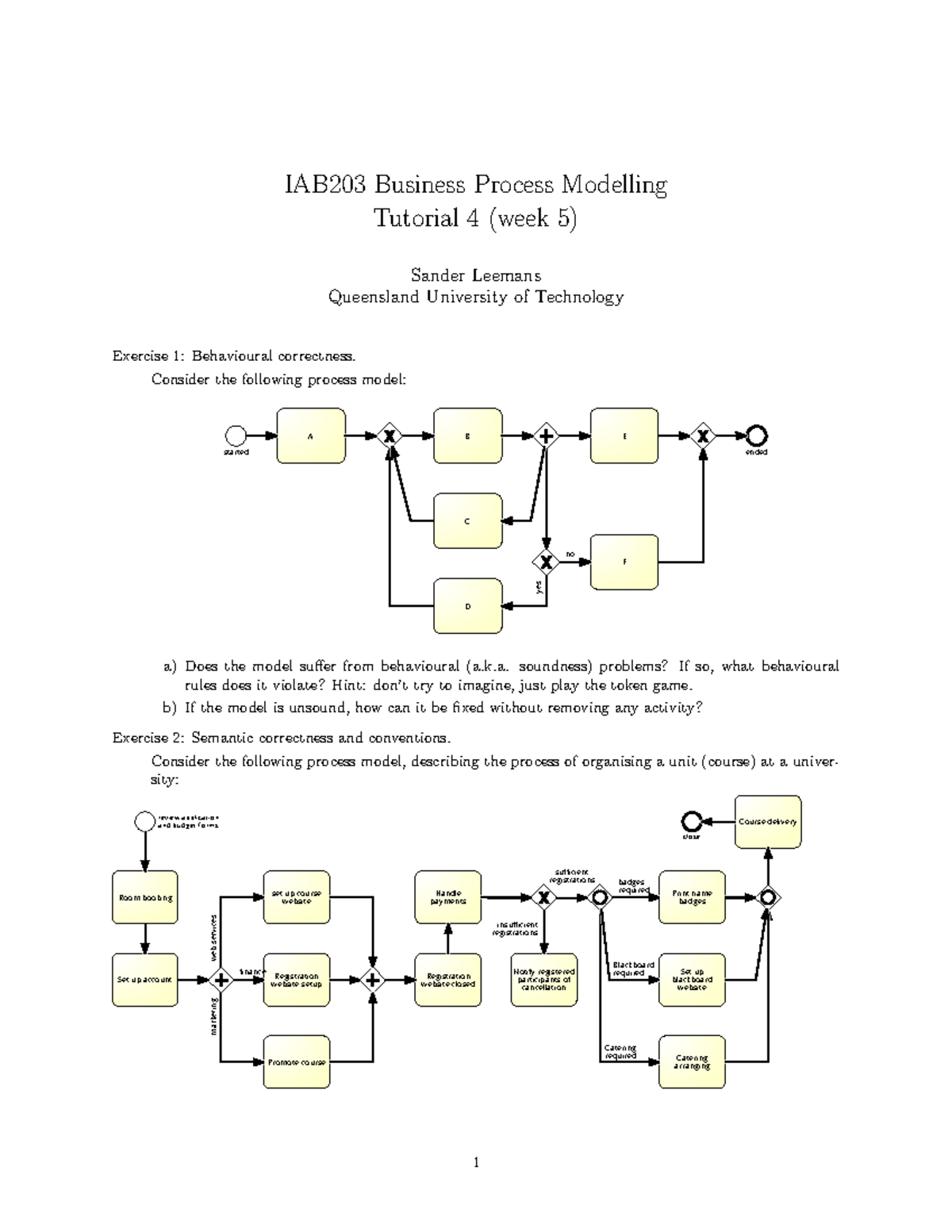 Tutorial 4 - tut4 - IAB203 Business Process Modelling Tutorial 4 (week ...