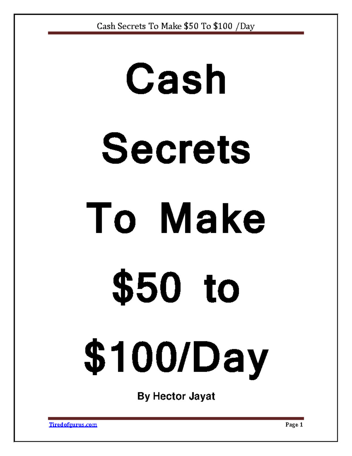 Cash Secrets To Make 50To100Day - Cash Secrets To Make $50 to $100/Day ...