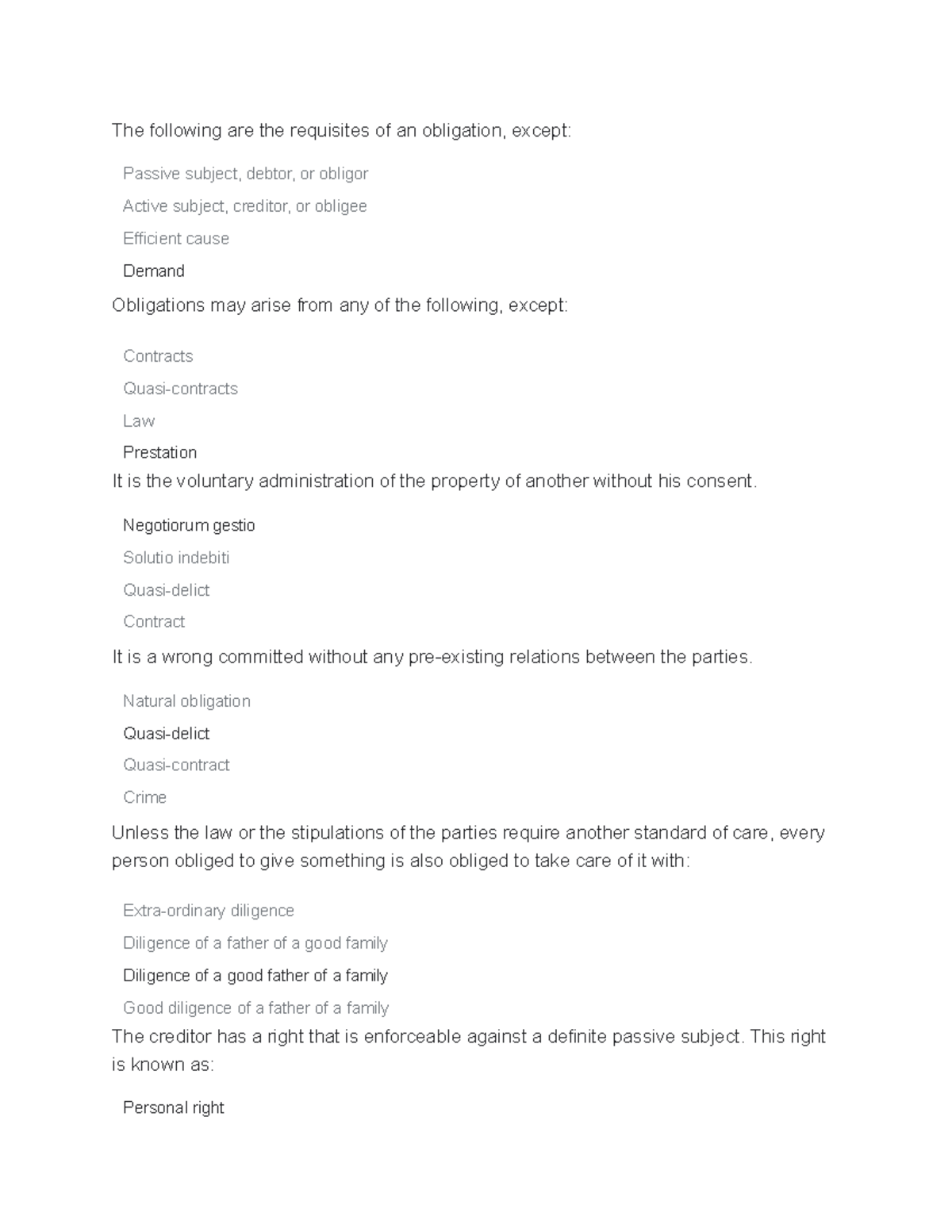 Oblicon Midterms - The following are the requisites of an obligation ...