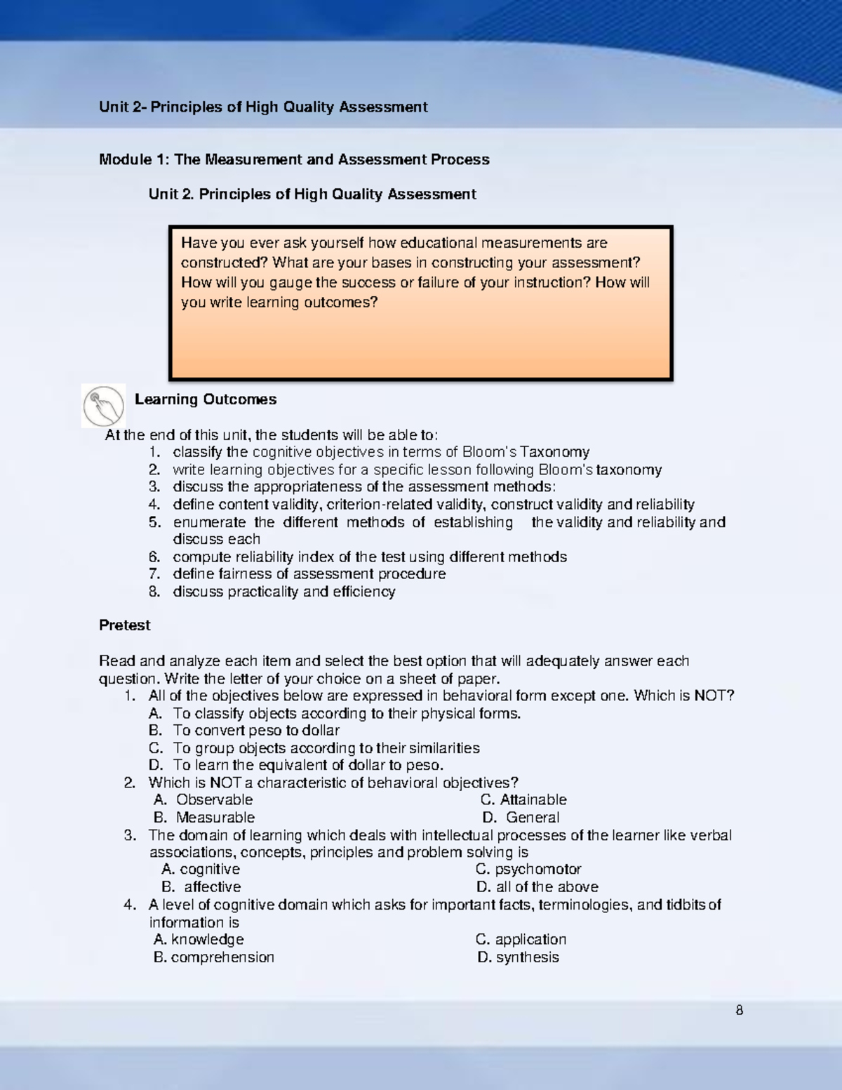 PED 17 Material - For educational purposes only - Have you ever ask ...