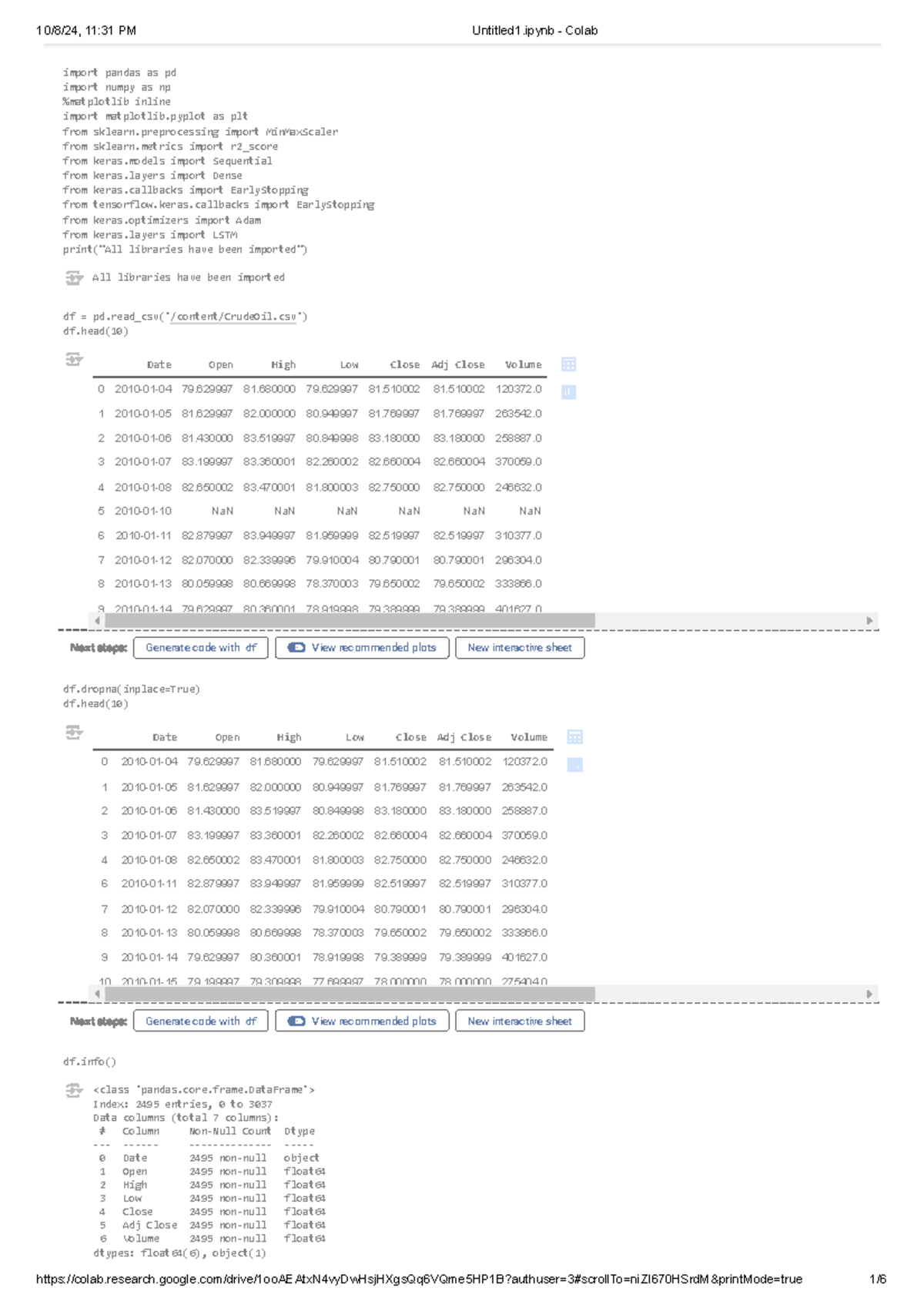DL Exp9 - exp9 - import pandas as pd import numpy as np %matplotlib inline import matplotlib as ...