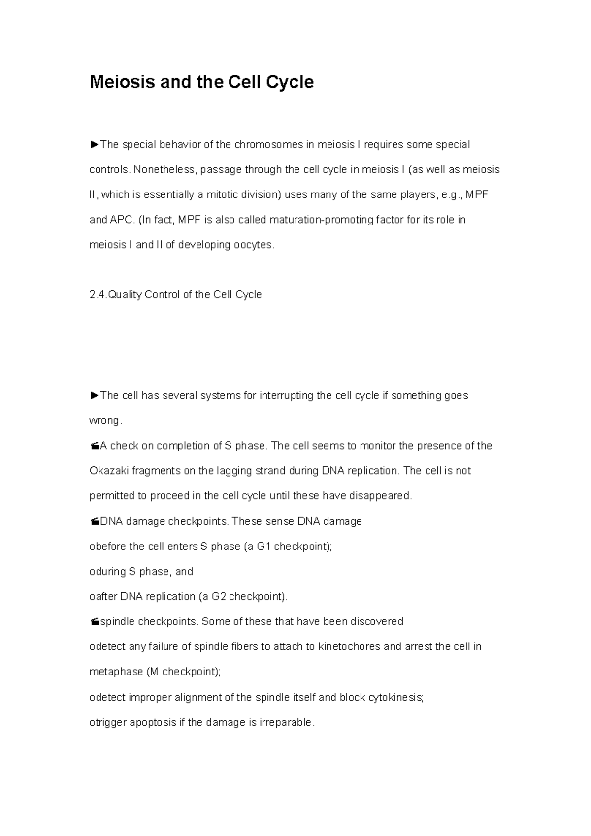 Meiosis and the Cell Cycle - Meiosis and the Cell Cycle The special ...