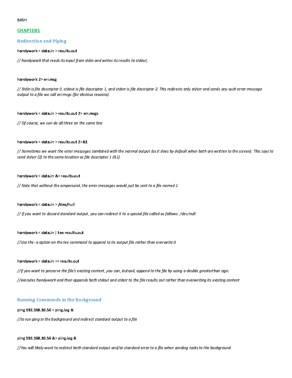 BASH - SOME NOTES FOR CYBERSECURITY - BASH CHAPTER Redirection and ...