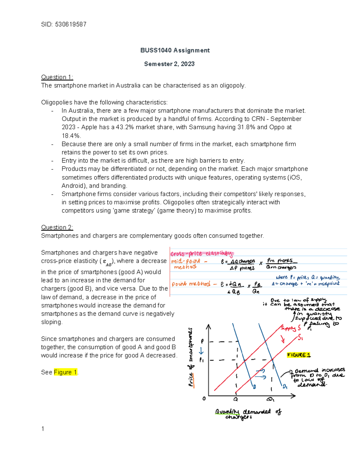 BUSS1040 Assignment - SID: 530619587 BUSS1040 Assignment Semester 2, 2023 Question 1: The ...