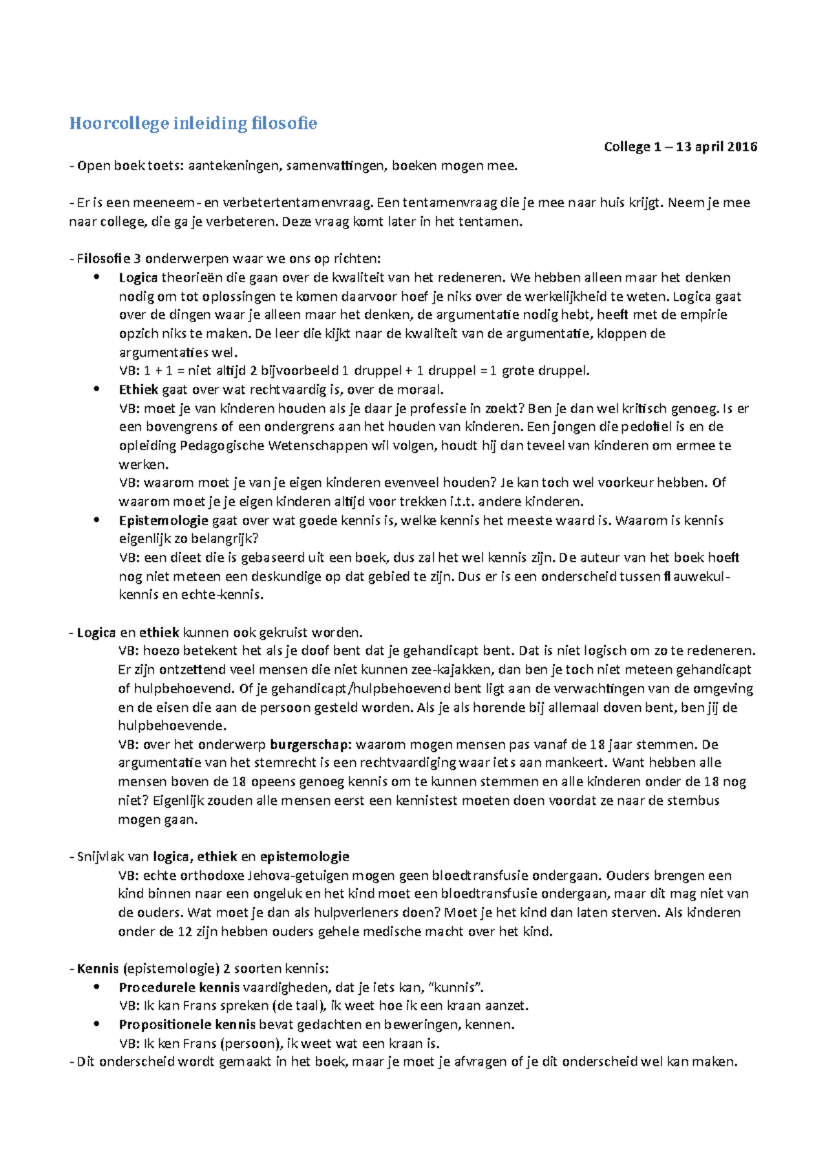 Hoorcollege inleiding filosofie - Hoorcollege inleiding filosofie College 1 – 13 april 2016 Open ...