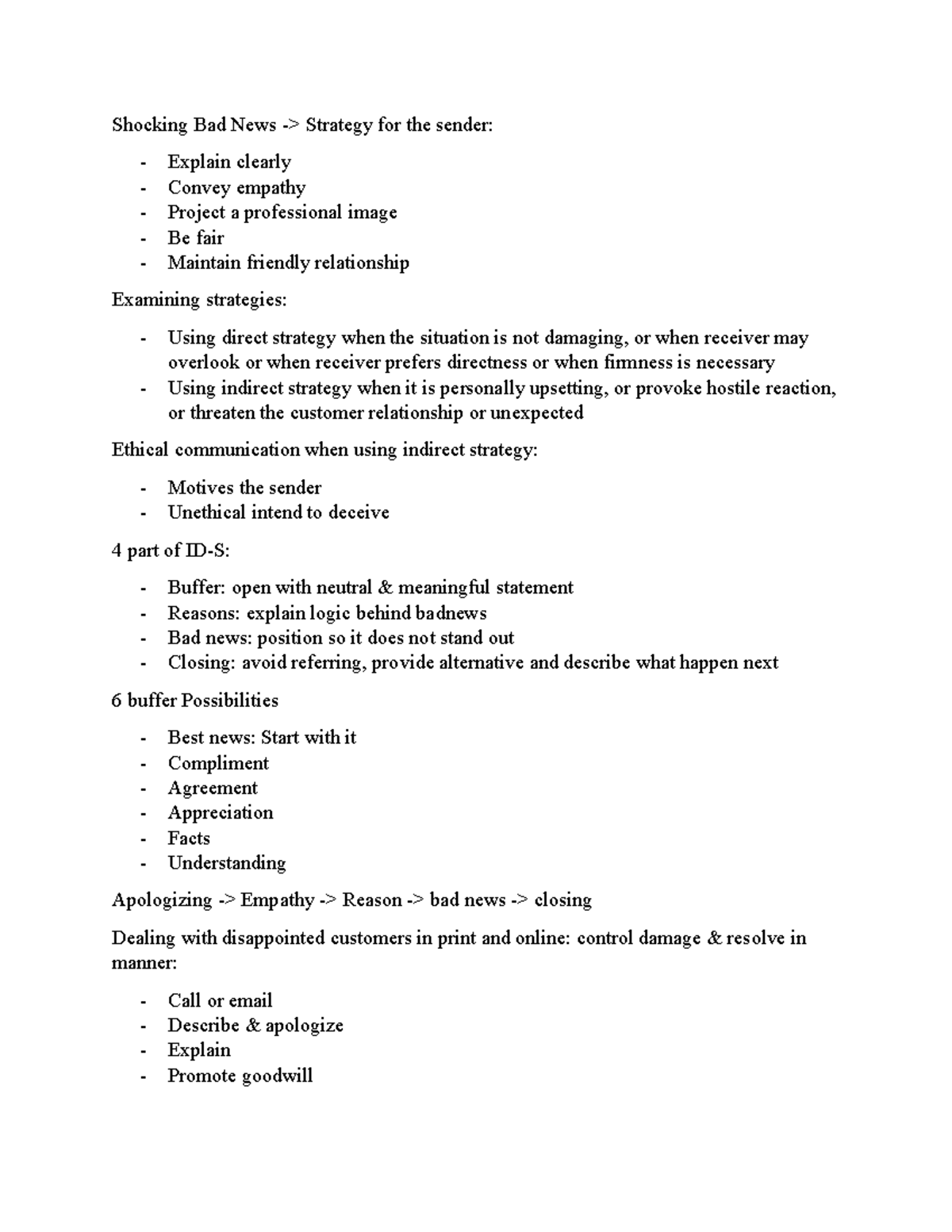 Shocking Bad News - Note - Shocking Bad News -> Strategy for the sender ...