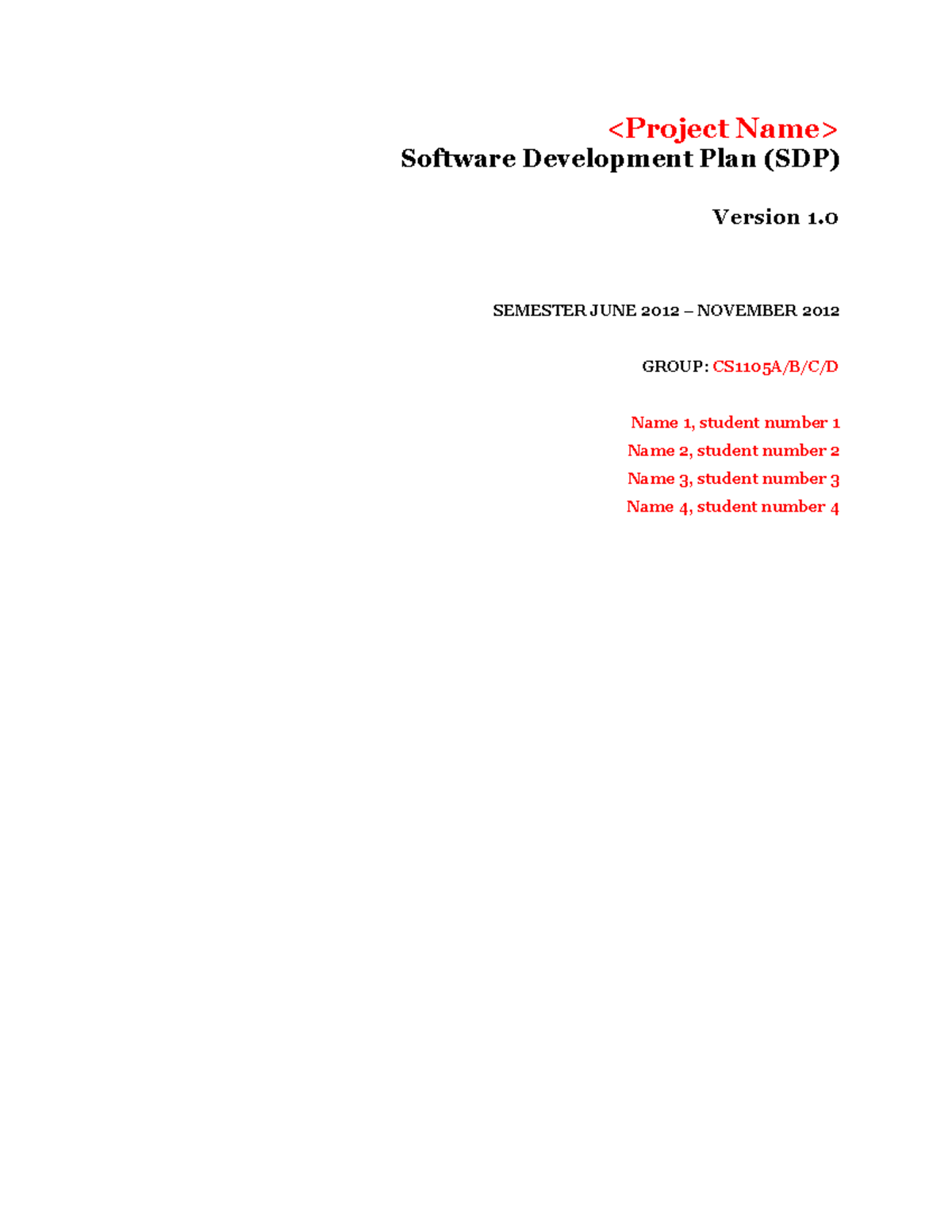 ITS332 SDP Template - Software Development Plan (SDP) Version 1 ...