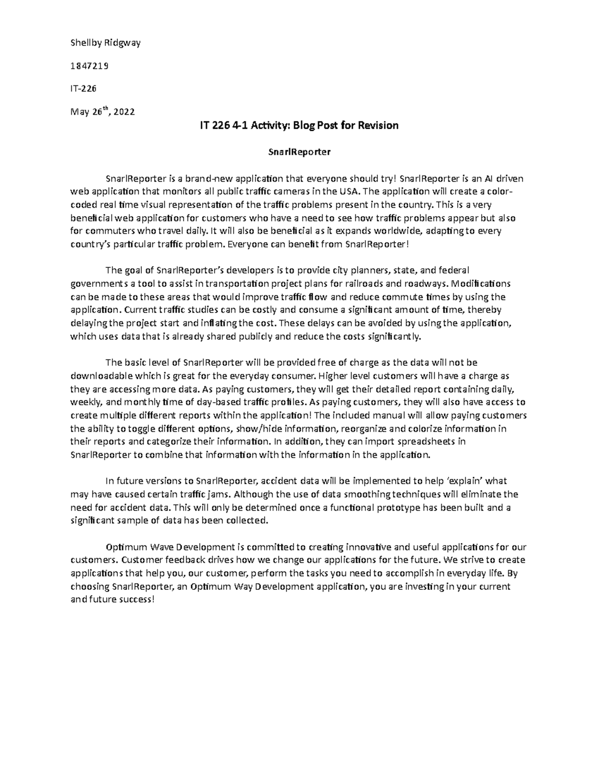 Module 4 Activity - IT226 - Shellby Ridgway 1847219 IT- May 26th, 2022 ...