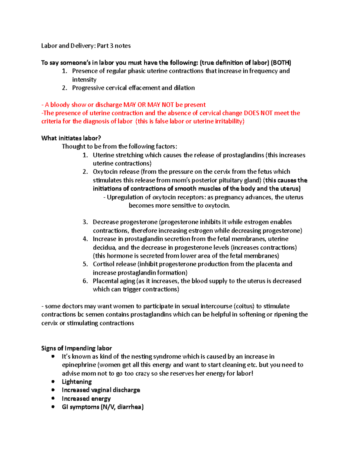 Labor and Delivery module 6 pt. 3 - Labor and Delivery: Part 3 notes To ...